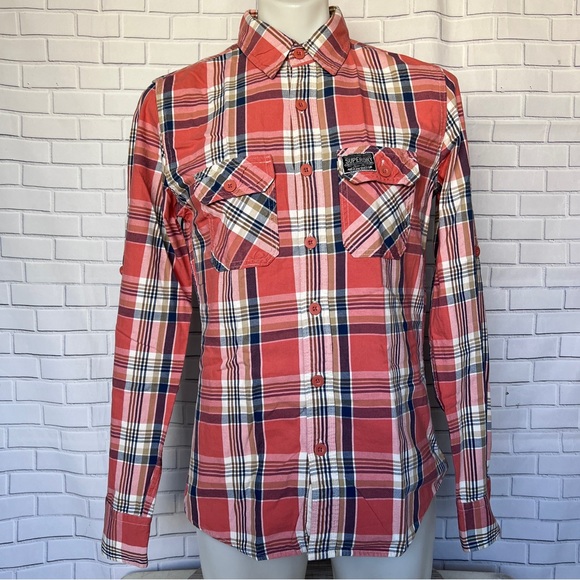 Superdry | Shirts | Superdry Denim Goods 0 Cotton Plaid Button Down ...
